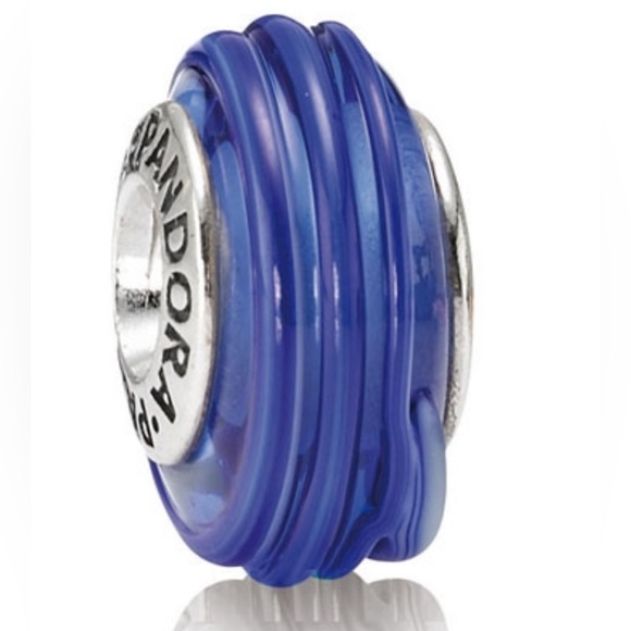 Pandora | Jewelry | Retired Blue Murano Glass Ribbon Bead | Poshmark